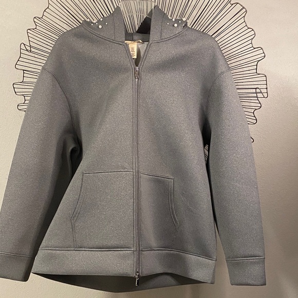 H&M | Jackets & Coats | Hm Gray Zip Up Hoodie Scuba With Pearl ...